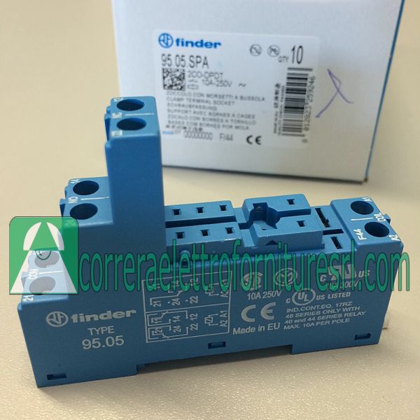FINDER 9505 zoccolo a morsetti con portadiodi per mini relé 2 scambi ...